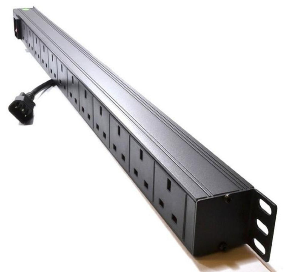 12 Way Vertically Mounted Rackmount IEC PDU - UK Sockets (PDU-12WS-V-U ...