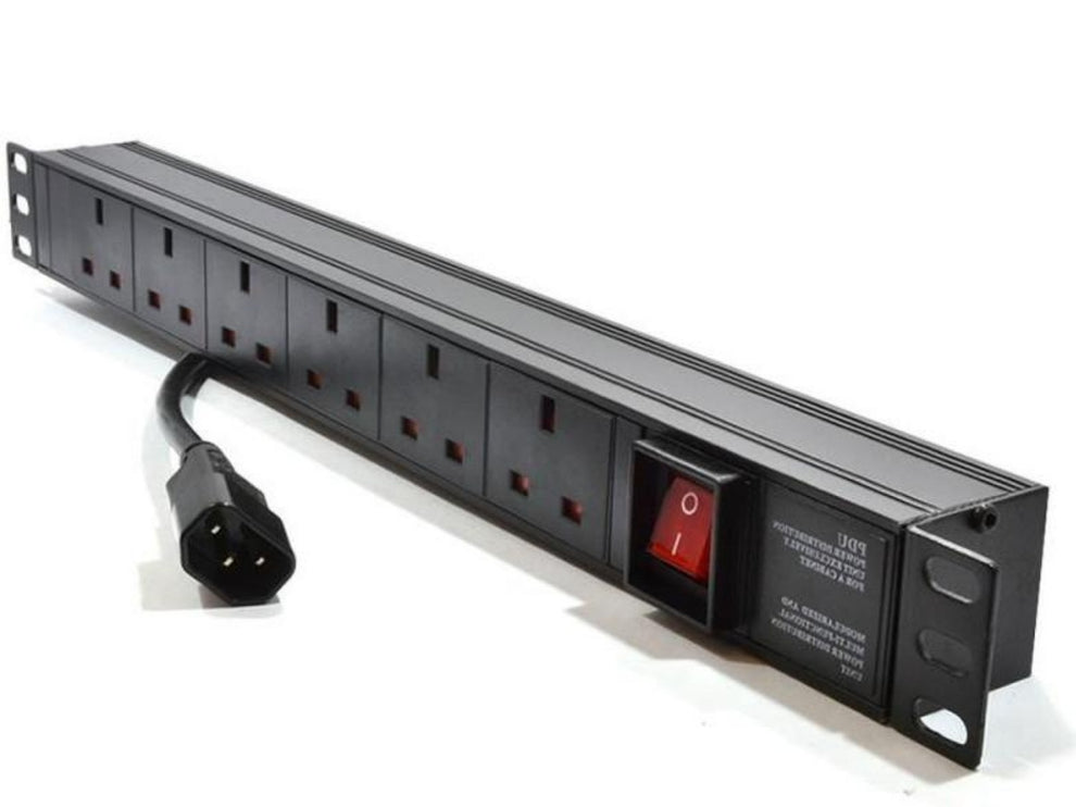 PDU-6WS-H-UK-IEC-3M: 6 Way Horizontal Rackmount IEC PDU with UK Sockets ...